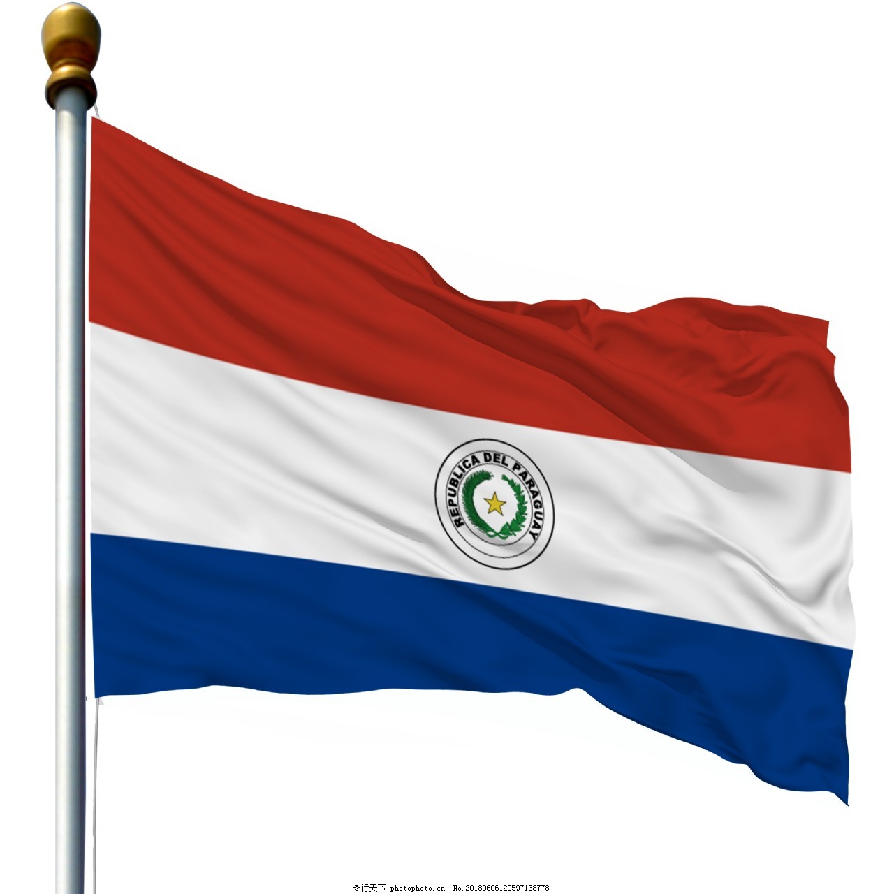 带旗杆的巴拉圭国旗图片_图标元素_设计元素-图行天下素材网